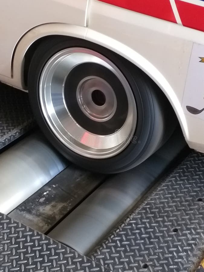 A Wheel of a Car Running at Dynamometer Stock Photo - Image of engine ...