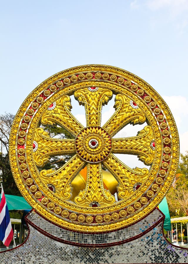 Wheel of Dhamma of Buddhism. Stock Photo - Image of radiance, radiant ...