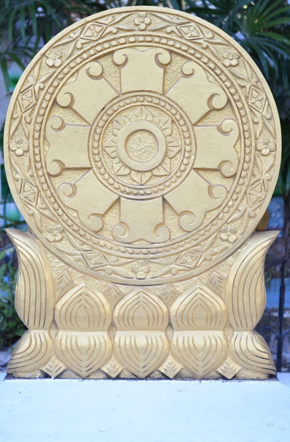 Wheel Of Dhamma Of Buddhism Stock Photo - Image of conceptual, shape ...