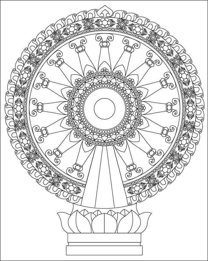 Wheel of Dhamma stock vector. Illustration of decorative - 88341916