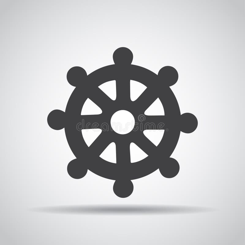 Wheel of Dharma Icon with Shadow on a Gray Background. Vector ...