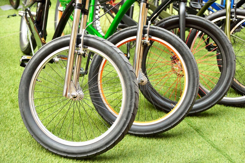 Wheel different bikes stock image. Image of accessory - 46457421