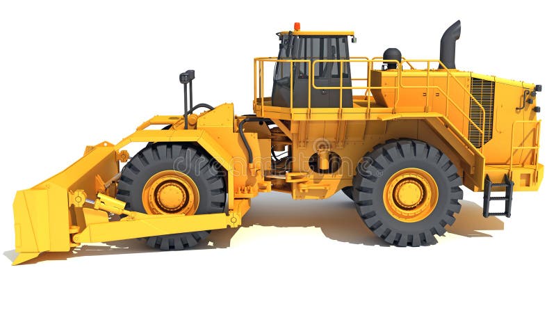Wheel Dozer Heavy Construction Machinery 3D Rendering on White ...