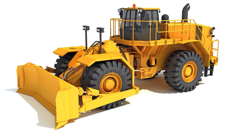Wheel Dozer Heavy Construction Machinery 3D Rendering on White ...