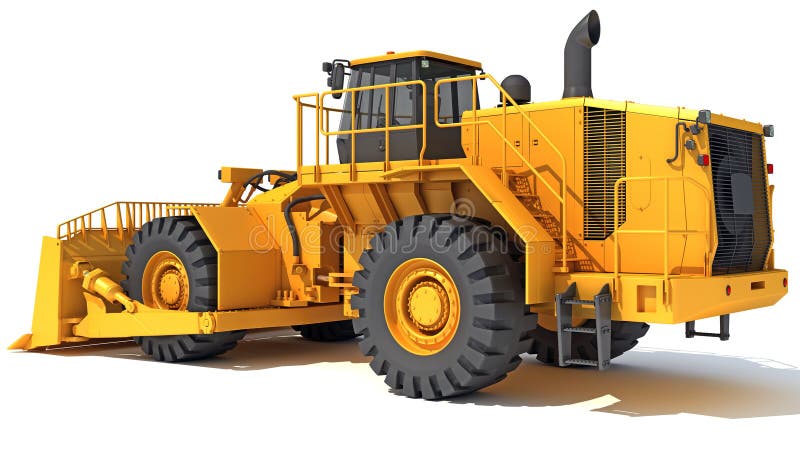 Wheel Dozer Heavy Construction Machinery 3D Rendering on White ...