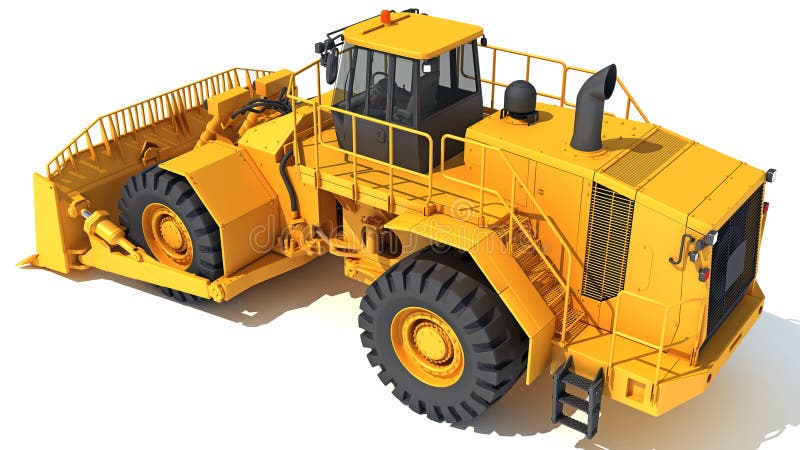 Wheel Dozer Heavy Construction Machinery 3D Rendering on White ...
