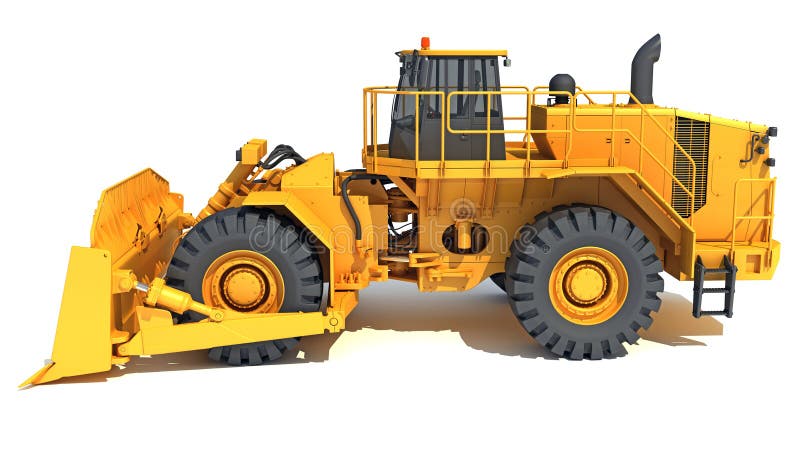 Wheel Dozer Heavy Construction Machinery 3D Rendering on White ...