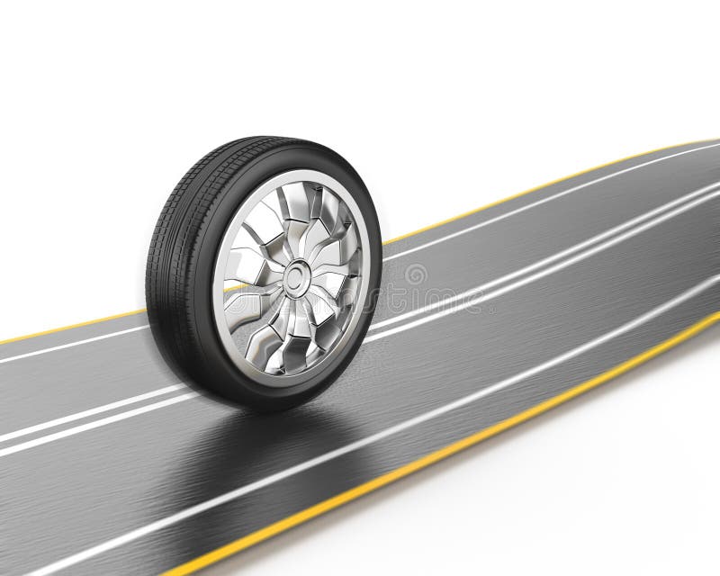Wheel driving on the road stock illustration. Illustration of motion ...