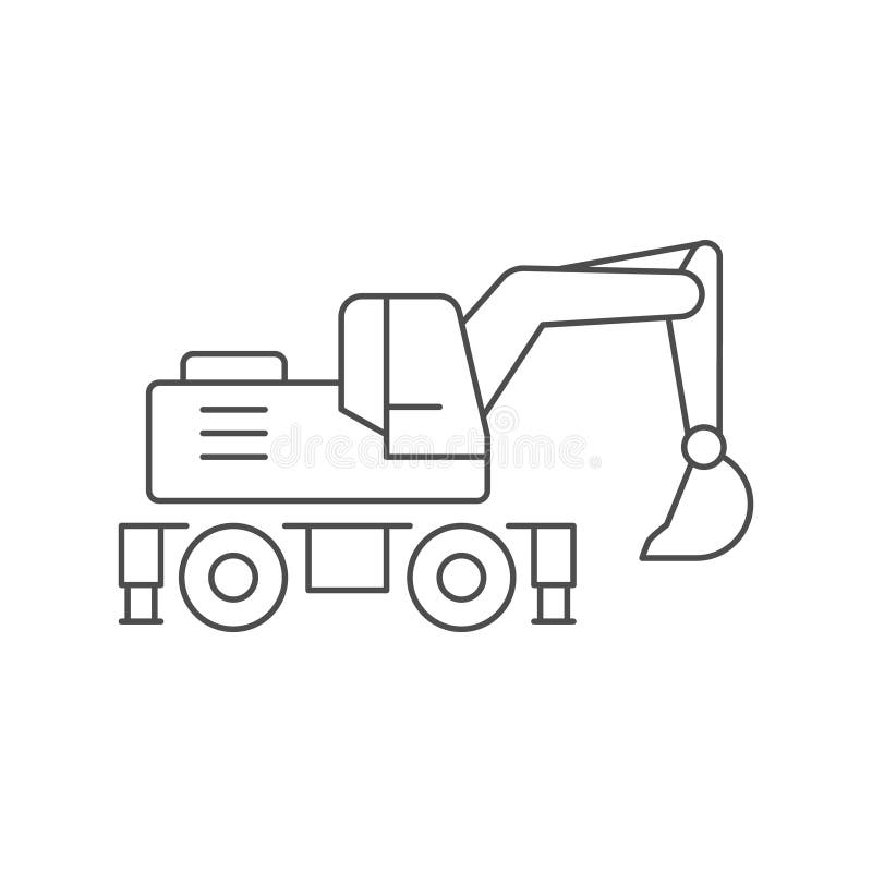 Wheel Excavator Line Outline Icon Stock Vector - Illustration of ...