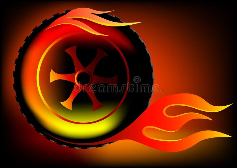 Flaming wheel stock vector. Illustration of moving, object - 8141432