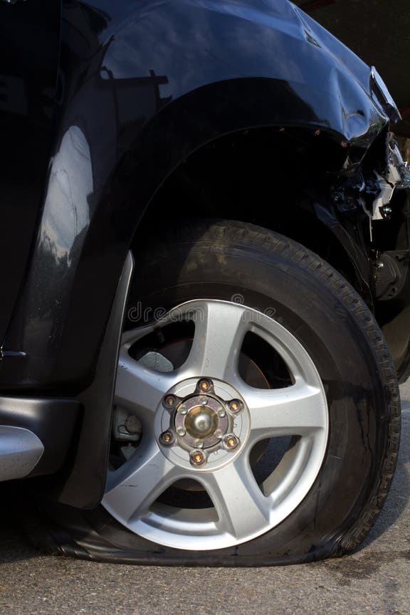Wheel, flat tire stock photo. Image of blowout, detail - 30642354