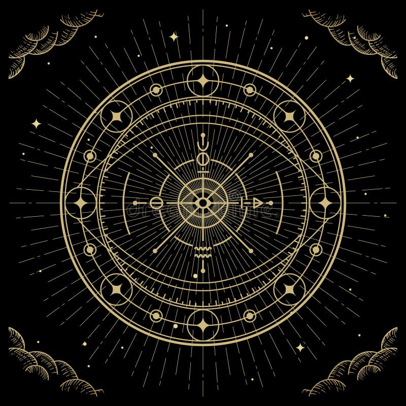 Wheel of Fortune Golden Line Art Symbol Stock Vector - Illustration of ...