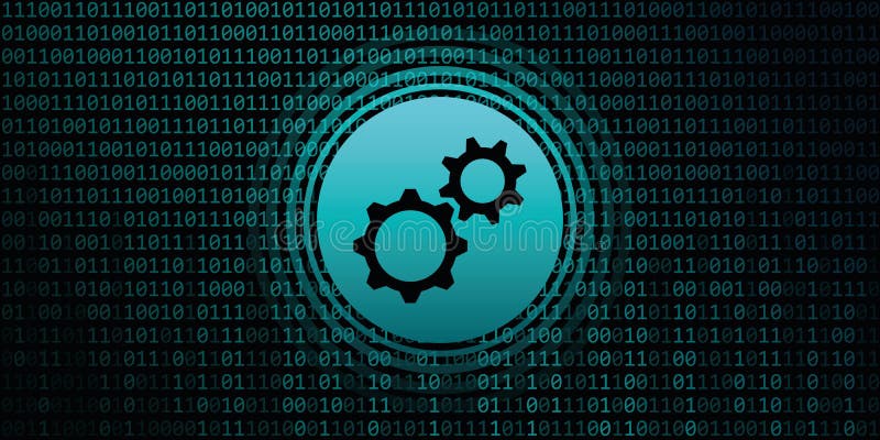 Wheel Gear Symbol on Binary Code Background Stock Vector - Illustration ...