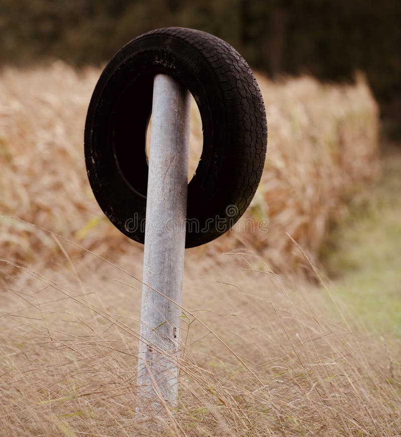 Wheel Hanging in the Wood on the Field Stock Image - Image of wood ...