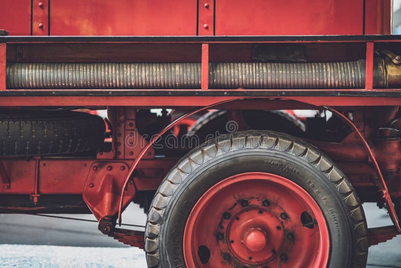 Wheel and Hose of a Classic Renault MZ Fire Engine Editorial Stock ...