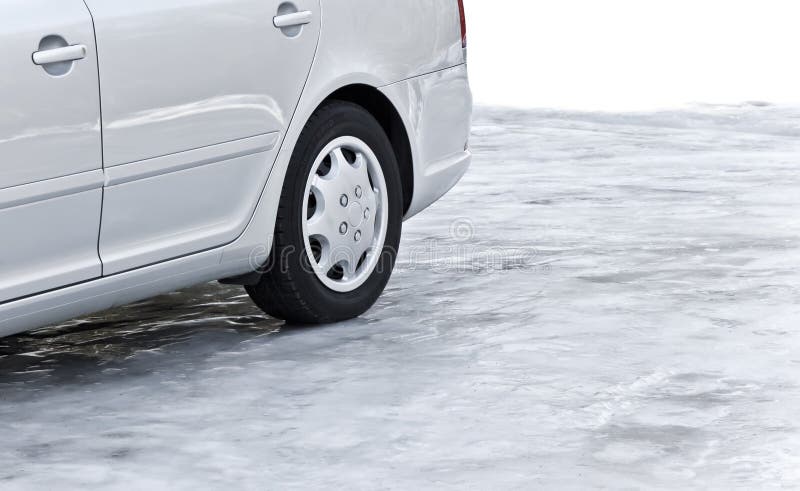 Wheel on ice stock photo. Image of parking, automobile - 158978040