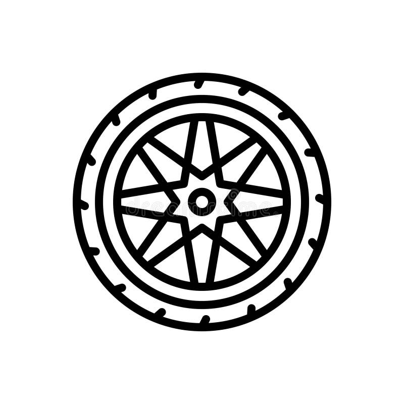 Black Line Icon for Wheel, Tyer and Wagon Stock Illustration ...