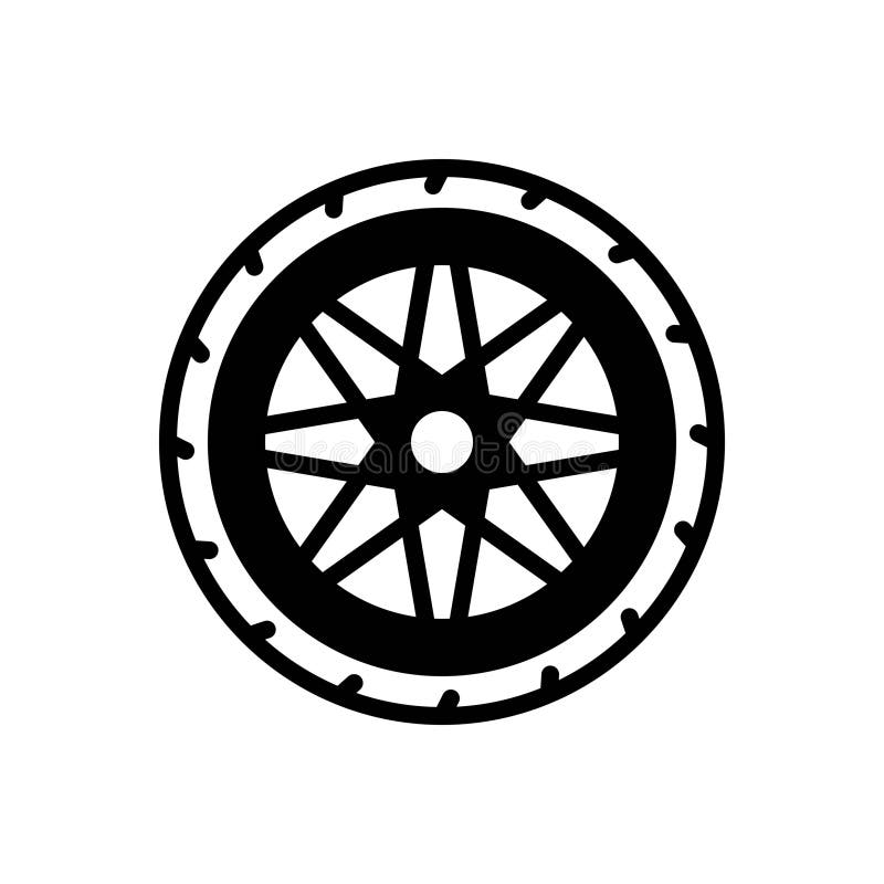 Black Solid Icon for Wheel, Tyer and Carriage Stock Illustration ...