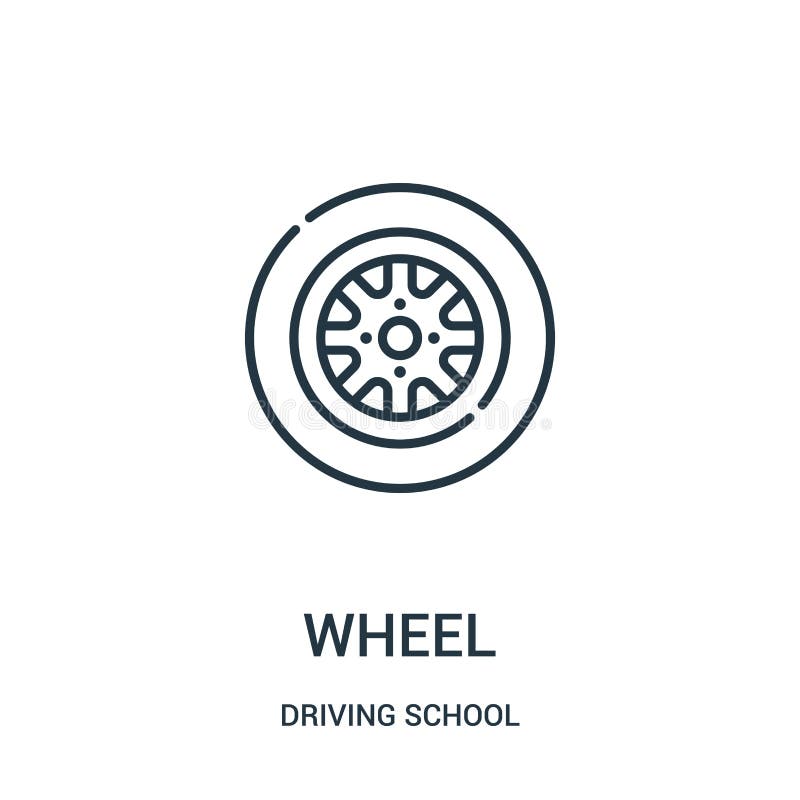 Wheel Icon Vector from Driving School Collection. Thin Line Wheel ...
