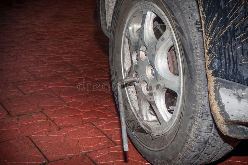 The Wheel Key is Placed on the Wheel of the Car. Seasonal Tire ...