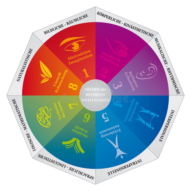 Intelligences Theory Diagram Wheel Coaching Tool Stock Illustrations ...