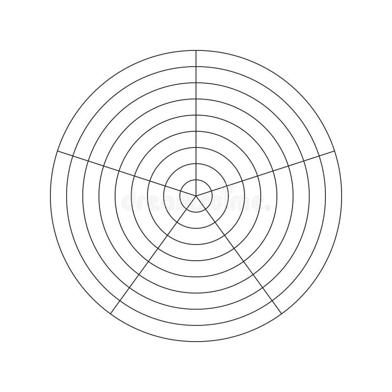 Wheel of Life Template. Simple Coaching Tool Icon. Polar Grid of 5 ...