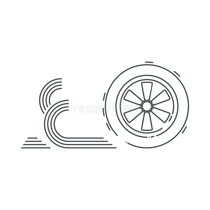 Wheel Linear Icon - Minimal Car Tyre Symbol or Sign Stock Illustration ...