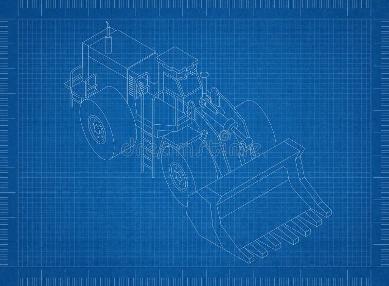 Excavator Blueprint - Isolatedexcavator Blueprint - Isolated Stock ...