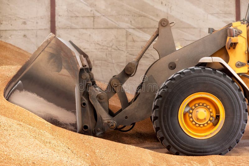 Wheel Loader Close Up, Excavator Loading Sand at Construction Site ...