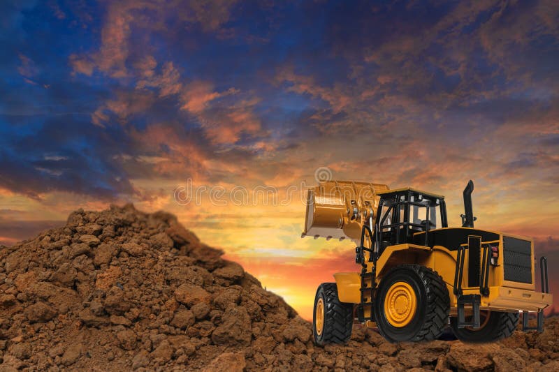 Wheel Loader in Construction Site Stock Photo - Image of dirt, hard ...
