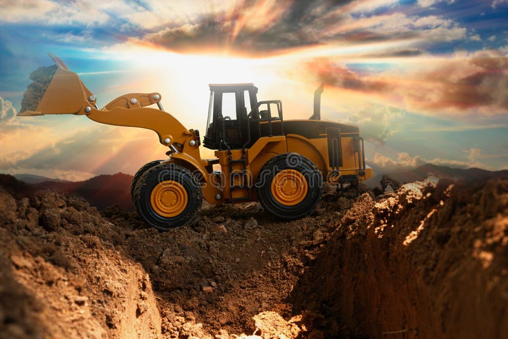 Wheel Loader are Digging the Soil in the Construction Site Stock Photo ...
