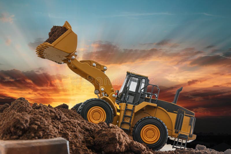 Wheel Loader are Digging the Soil in the Construction Site Stock Image ...