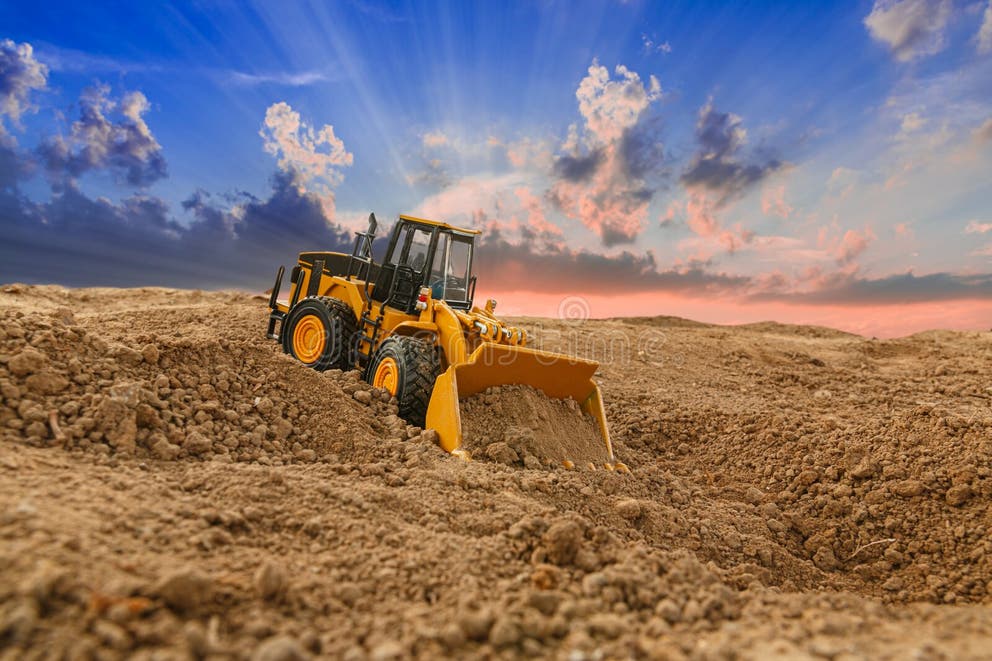 Wheel Loader are Digging the Soil in the Construction Site Stock Image ...
