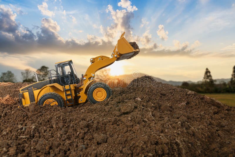Wheel Loader are Digging the Soil in Construction Site Stock Image ...