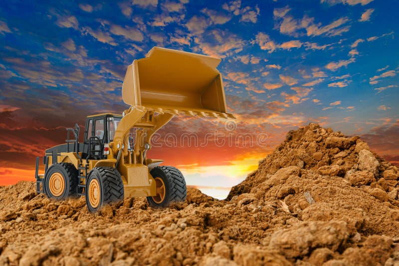 Wheel Loader are Digging the Soil in the Construction Site Stock Photo ...