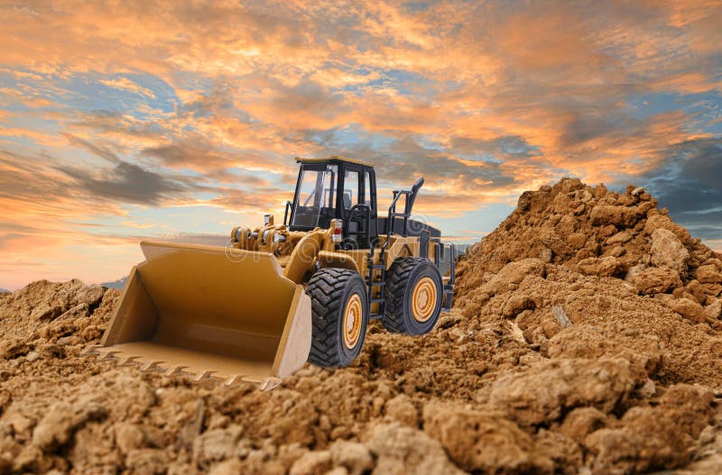 Wheel Loader are Digging the Soil in the Construction Site. Stock Photo ...