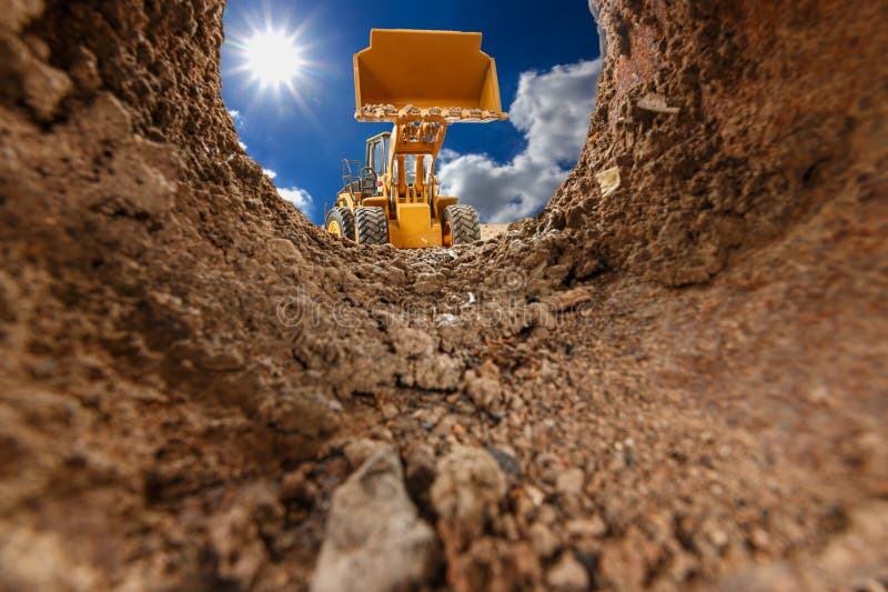 Wheel Loader are Digging the Soil in the Tunnel Construction Site ...