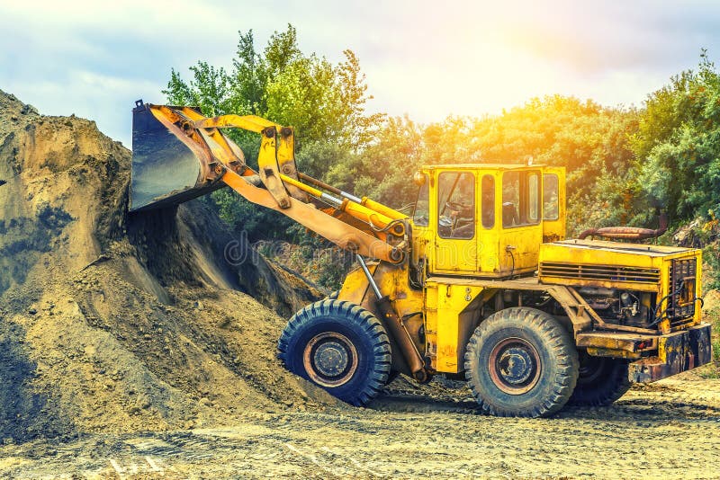 Wheel Loader Excavator with Backhoe Loading Sand at Eathmoving Works in ...