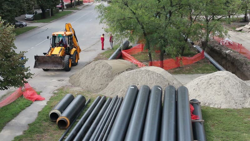 A Big Wheel Loader and a Full Bucket of Sand Stock Video - Video of ...