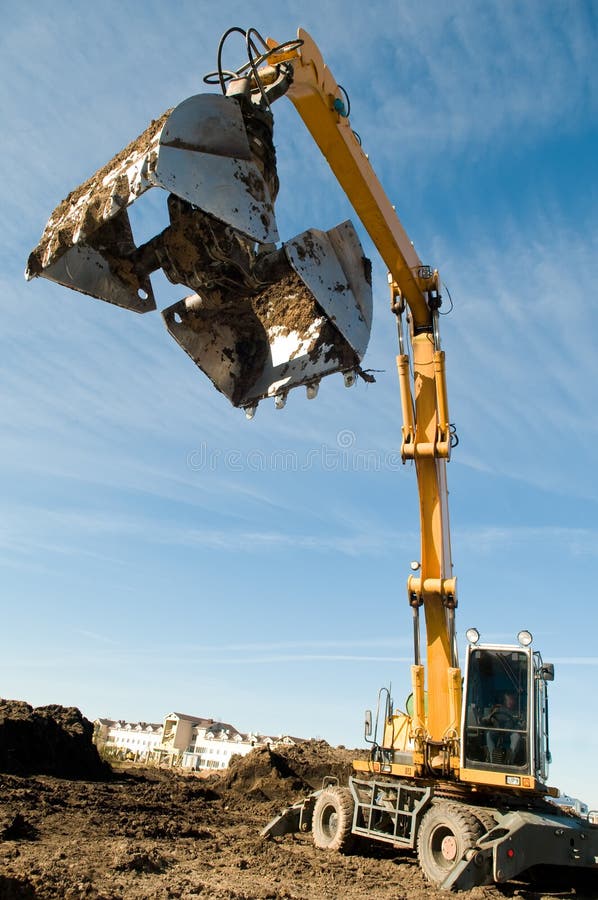 Wheel Loader Excavator at Work Stock Photo - Image of soil, hydraulic ...