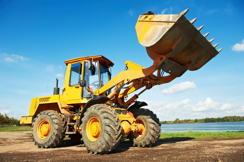 Wheel Loader Excavator at Work Stock Image - Image of scoop ...