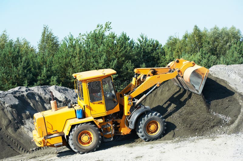 Wheel Loader Excavator at Work Stock Image - Image of outdoors, working ...