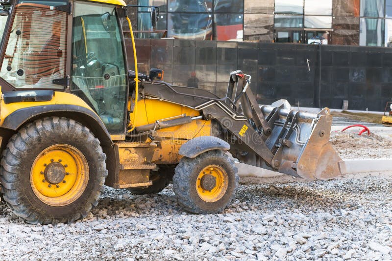Wheel Loader Excavator Working Stock Image - Image of cabin, equipment ...