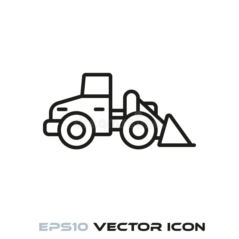 Wheel loader line icon stock vector. Illustration of construction ...