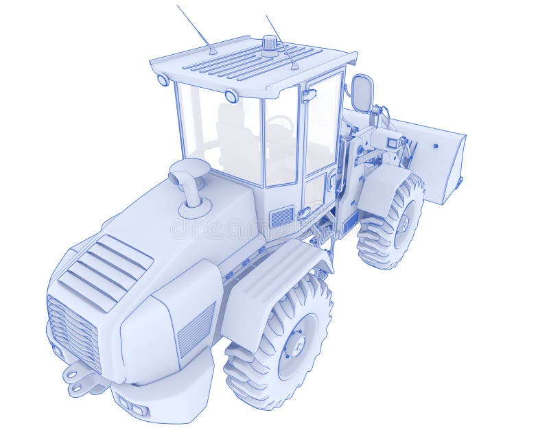 Wheel Loader Isolated on Background. 3d Rendering - Illustration Stock ...
