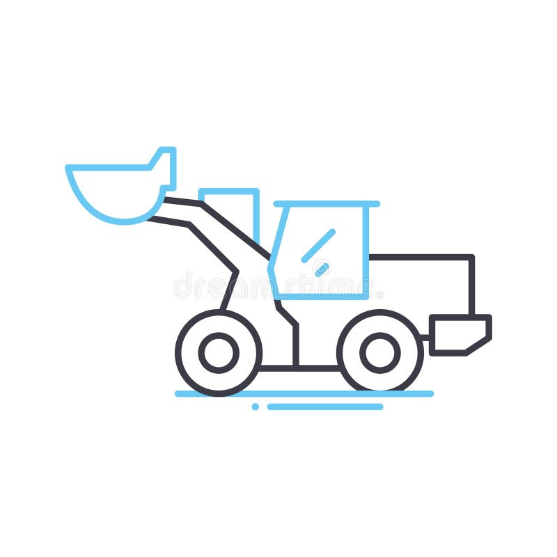 Wheel Loader Line Icon, Outline Symbol, Vector Illustration, Concept ...