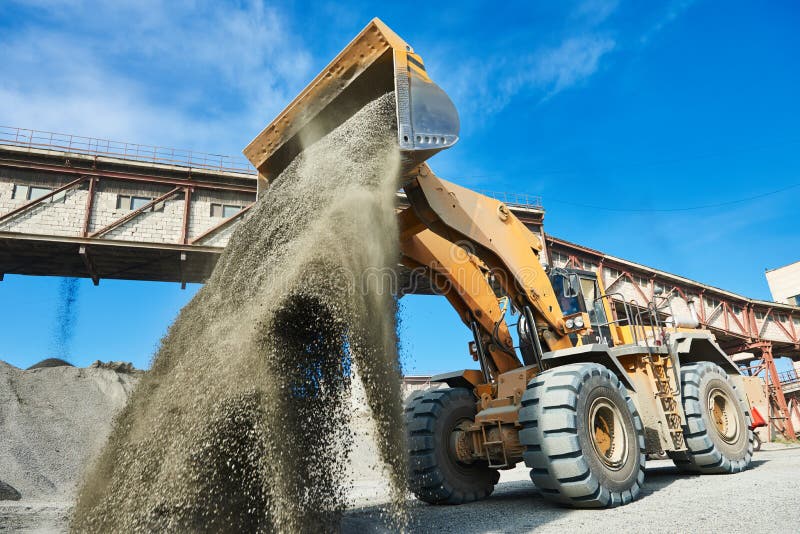 Wheel Loader Loading Granite or Ore at Sorting Plant Stock Photo ...
