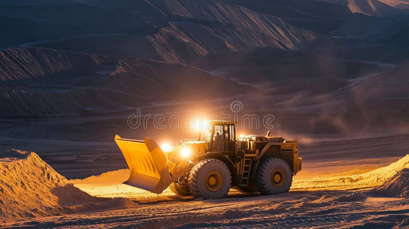 Wheel Loader Moving Sand in a Quarry at Sunset Stock Image - Image of ...