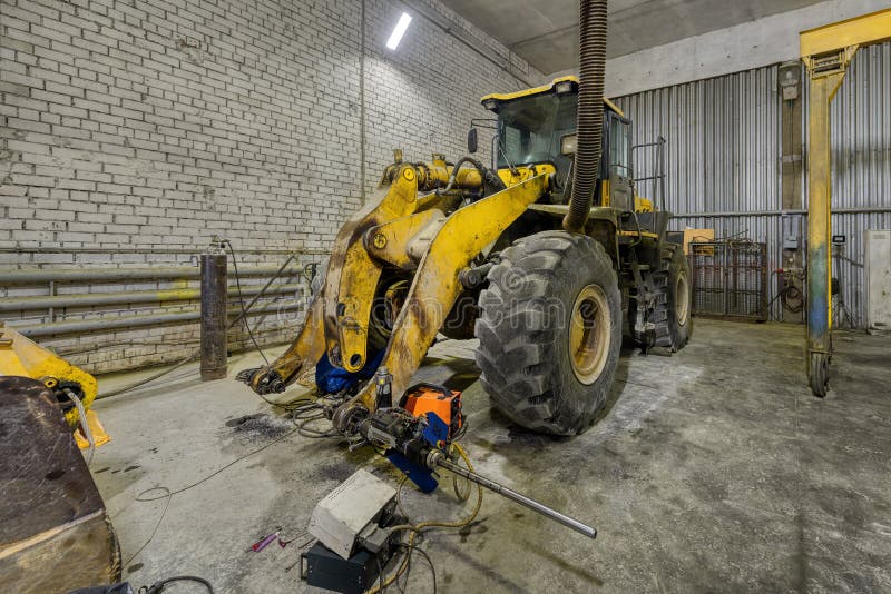 Wheel Loader in a Repair Station. Stock Photo - Image of equipment ...