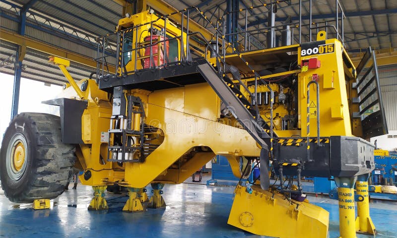 Wheel Loader Repair on a Workshop Construction Site Stock Image - Image ...